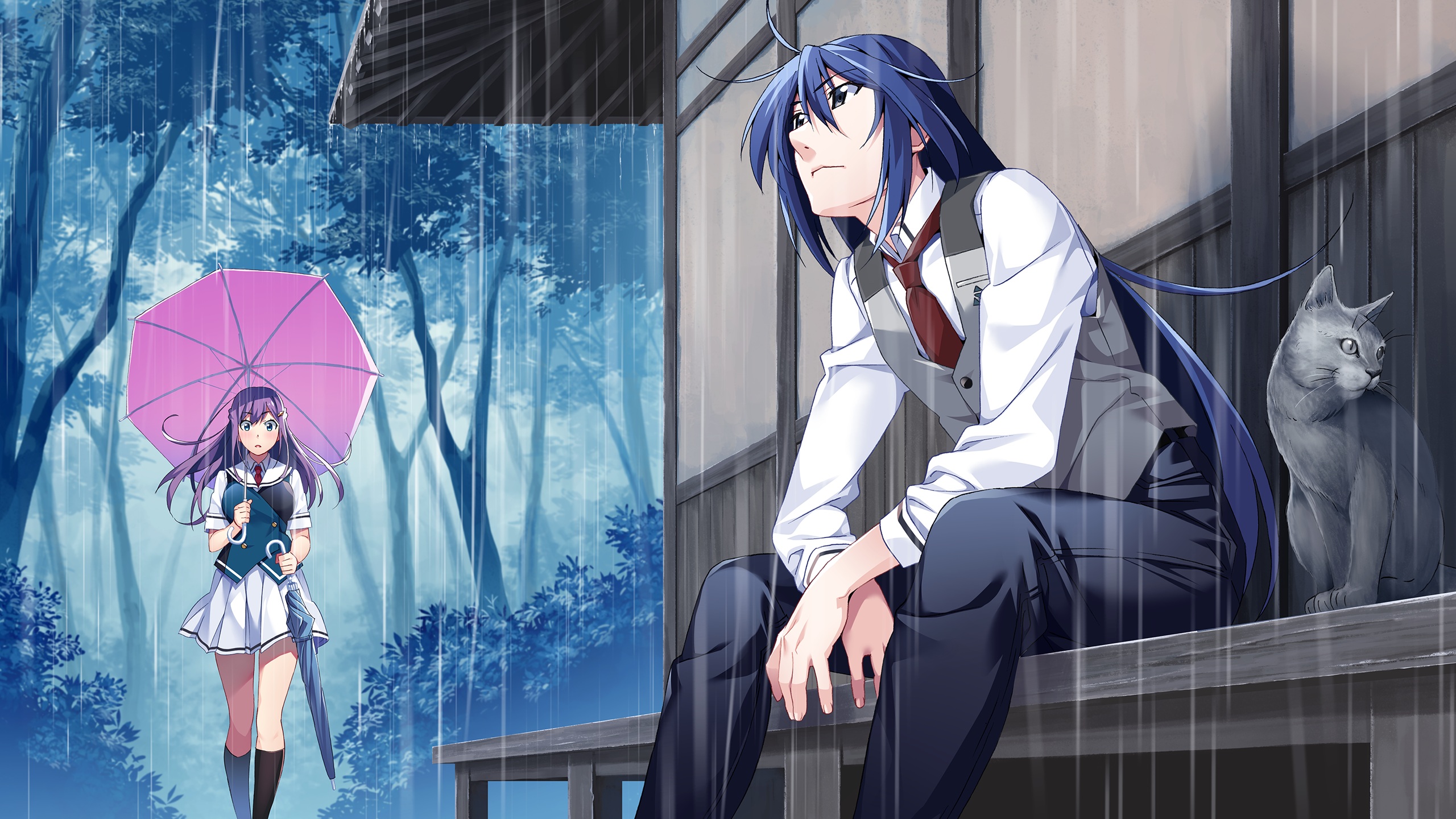 front wing watanabe akio grisaia grisaia phantom trigger game cg neko seifuku umbrella | #525163 ...